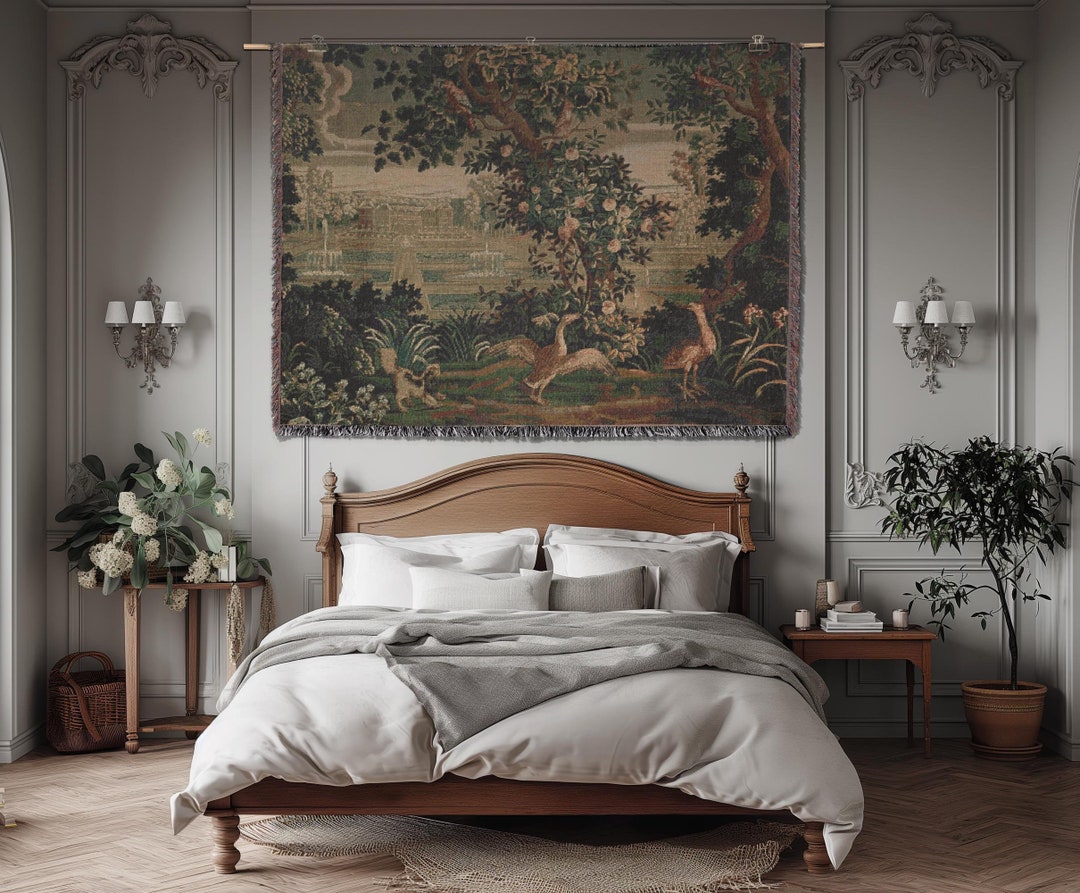 French Tapestry Woven Wall Hanging Verdure Château and Garden French ...