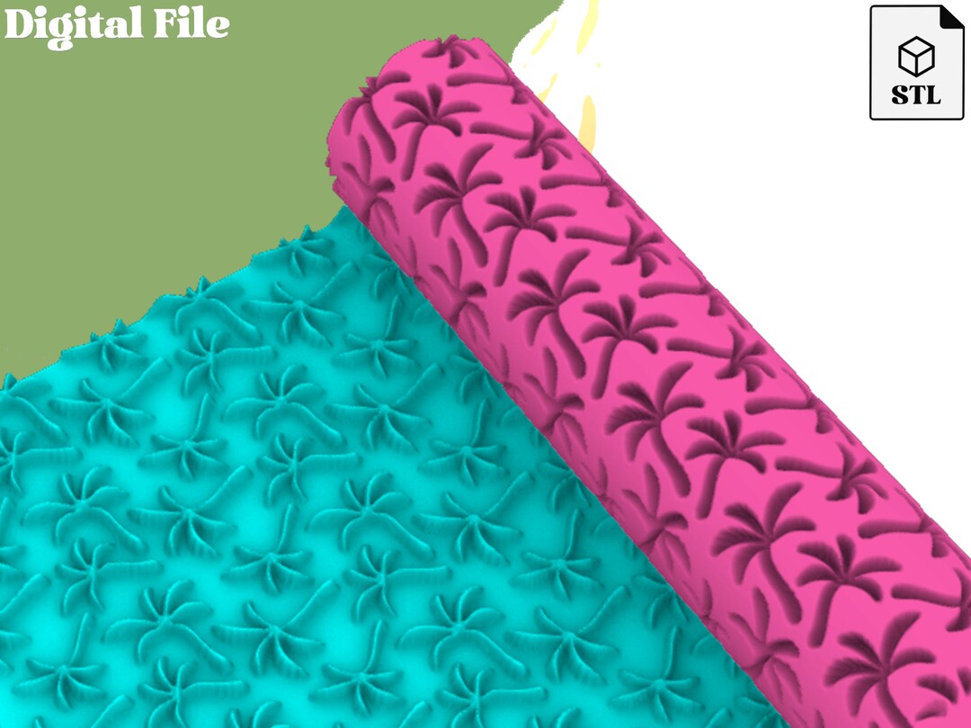 Palm Plants Texture Roller: Polymer Clay, 3D Printer STL (digital File ...