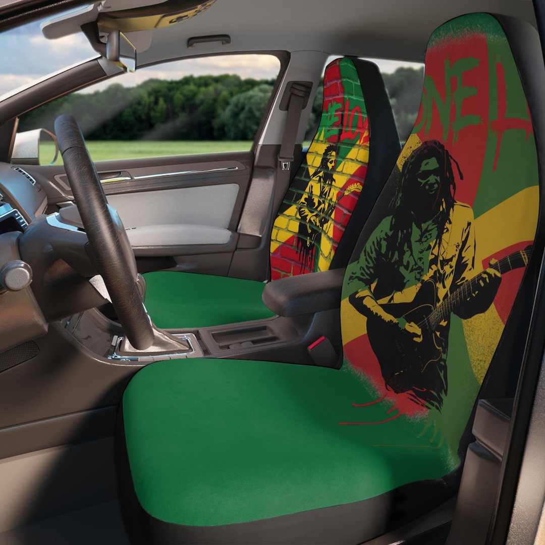 Car Seat Covers, Rasta Colors Red Gold Green, One Love - Polyester Seat ...