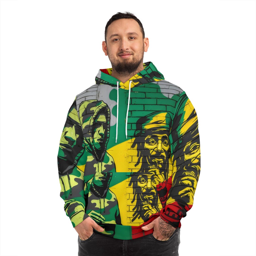 Stoner and Rasta Camo Street Art Fashion Hoodie, Graffiti Stoner and ...