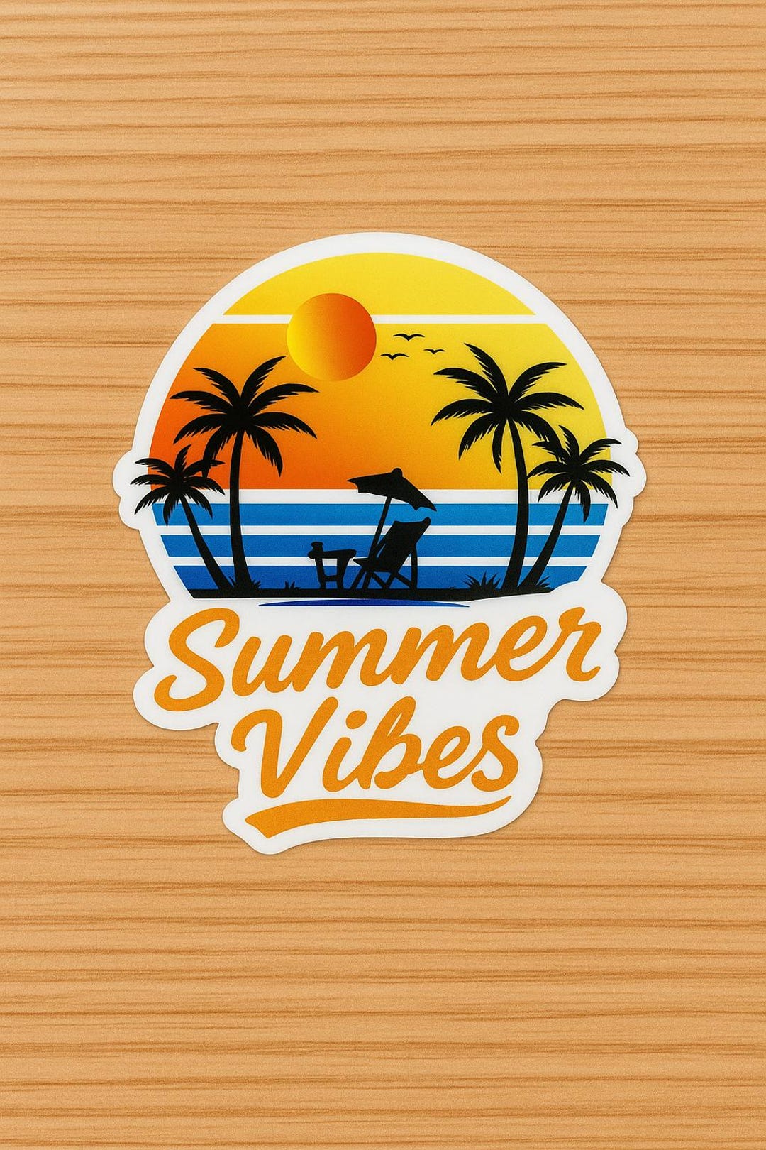 Beach Sunset Sticker: Summer Vibes Palm Tree Vinyl Decal - Etsy