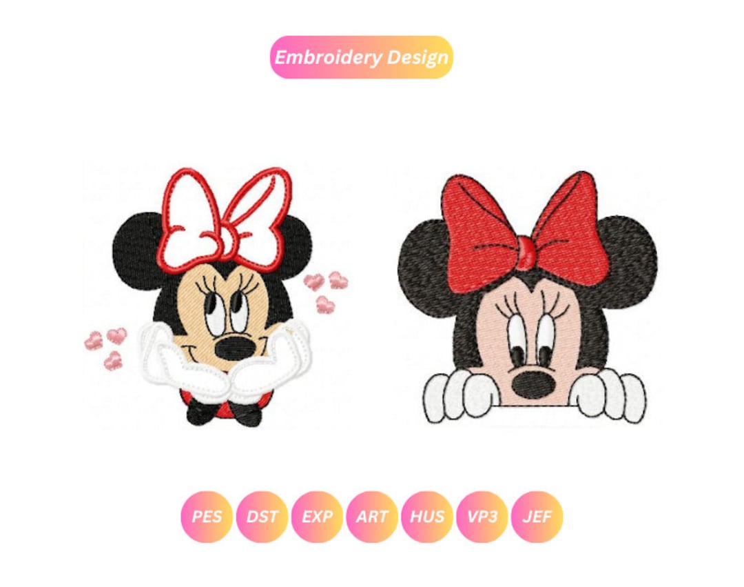 Minnie Mouse Embroidery Designs Minnie Mouse Heart Embroidery Cartoon ...