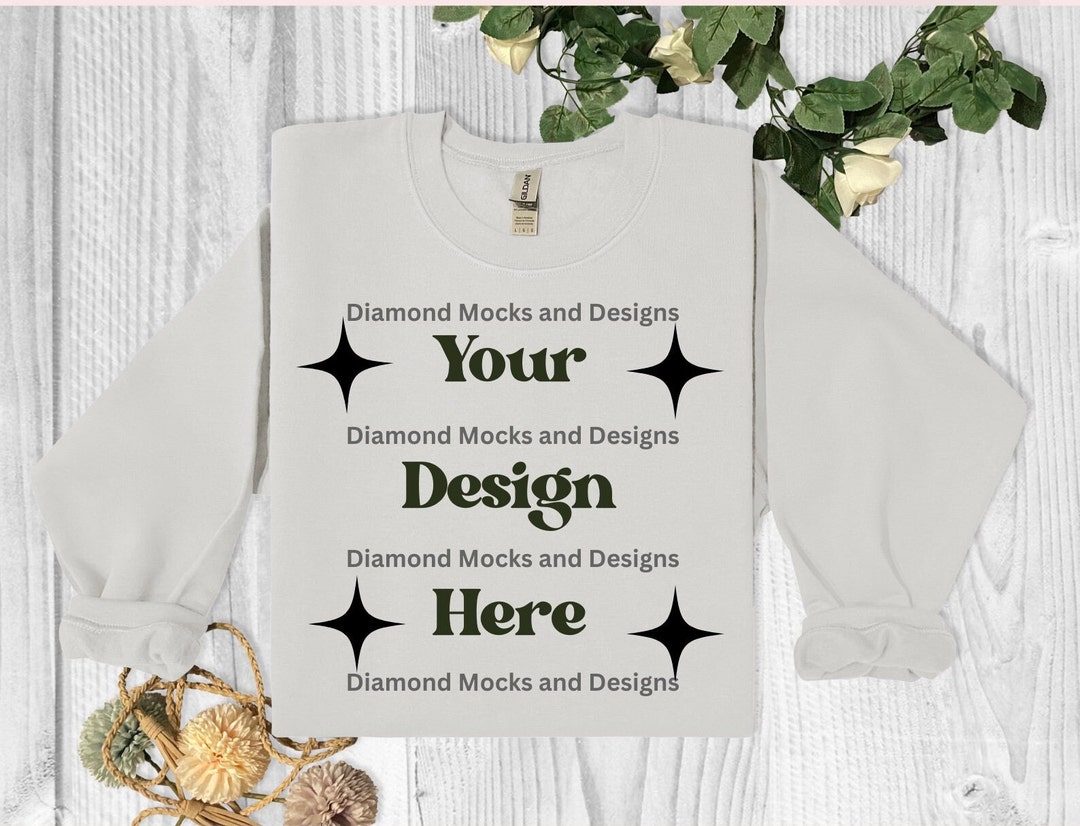 Gildan 18000 Ice Grey Sweatshirt Mockup Gildan 180 Ice Grey Mock Up ...