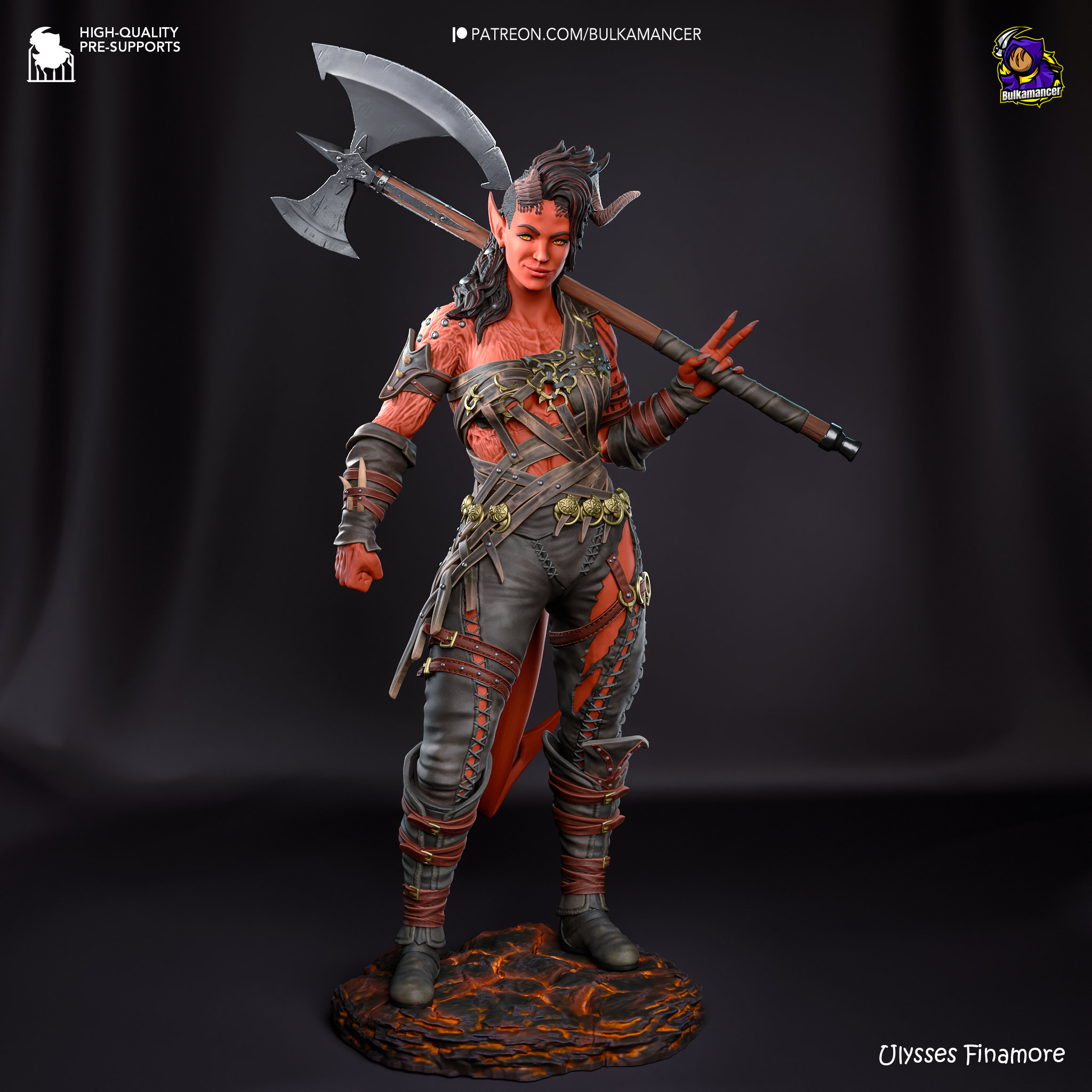 Karlach 3d Printed Statue Bg3 Model Kit Designed By Bulkamancer Sculpts