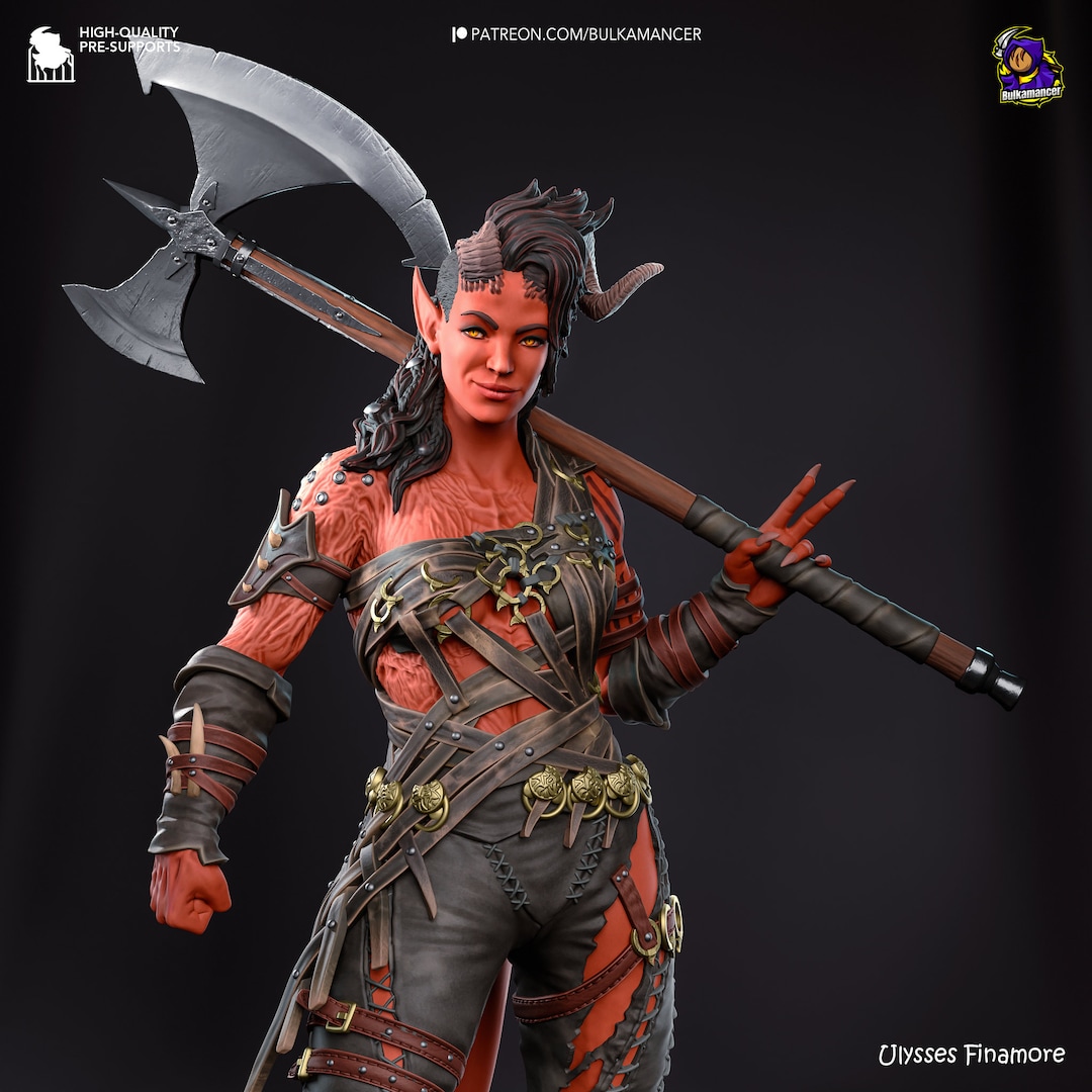 Karlach 3d Printed Statue Bg3 Model Kit Designed By Bulkamancer Sculpts