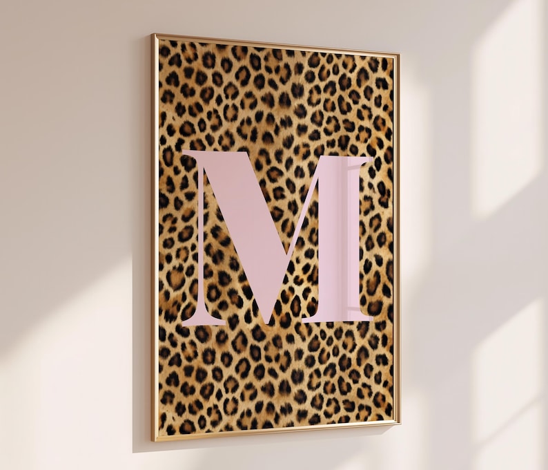 Custom Letter Wall Art Leopard Pink Print Personalized Gift for College ...