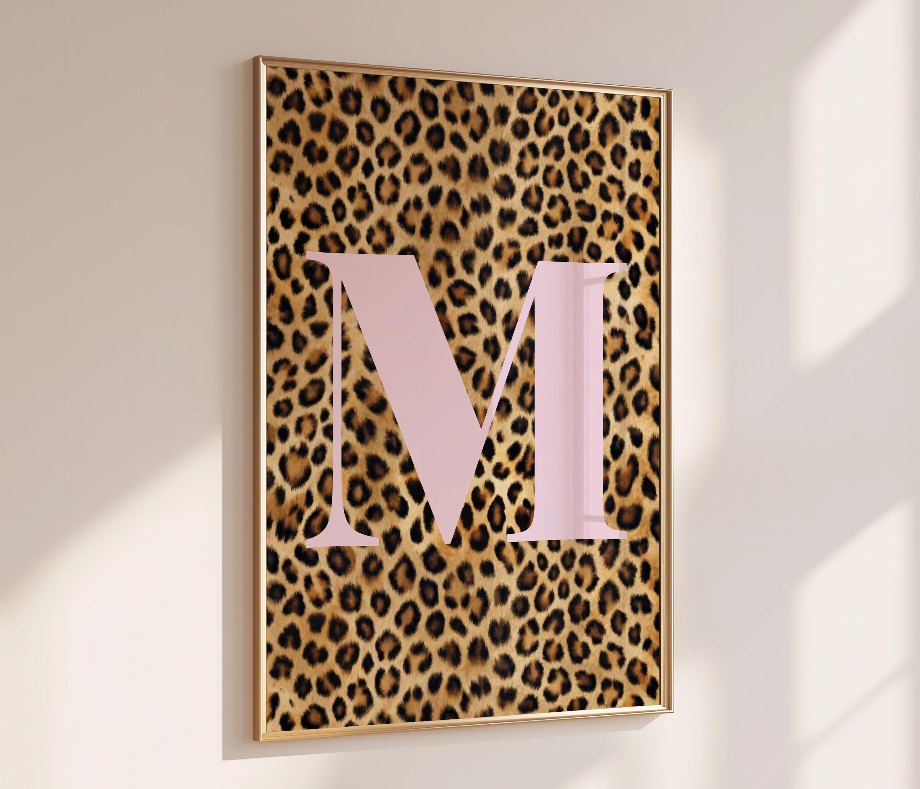 Custom Letter Wall Art Leopard Pink Print Personalized Gift for College ...