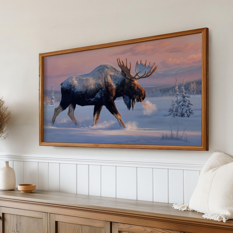 Winter Moose Frame Tv Art - Etsy
