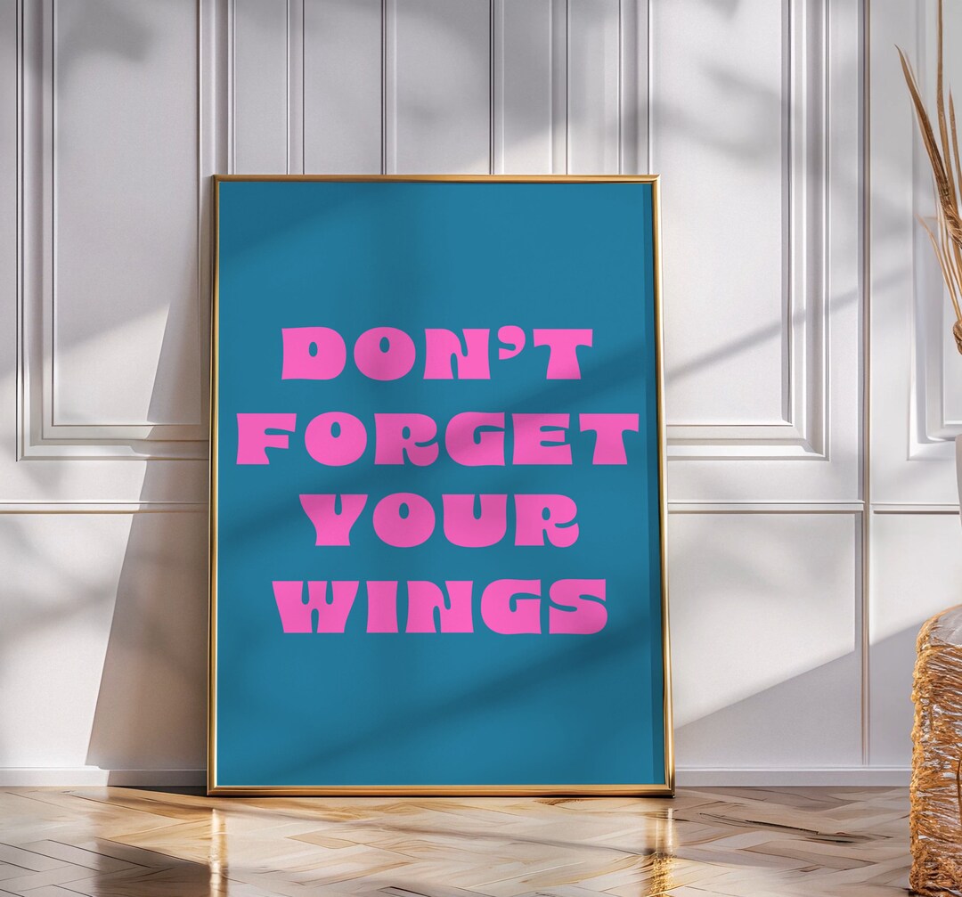 Inspirational Quote Wall Art: Blue Pink Motivational Poster, Aesthetic ...