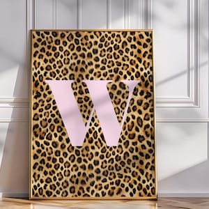 Custom Letter Wall Art Leopard Pink Print Personalized Gift for College ...