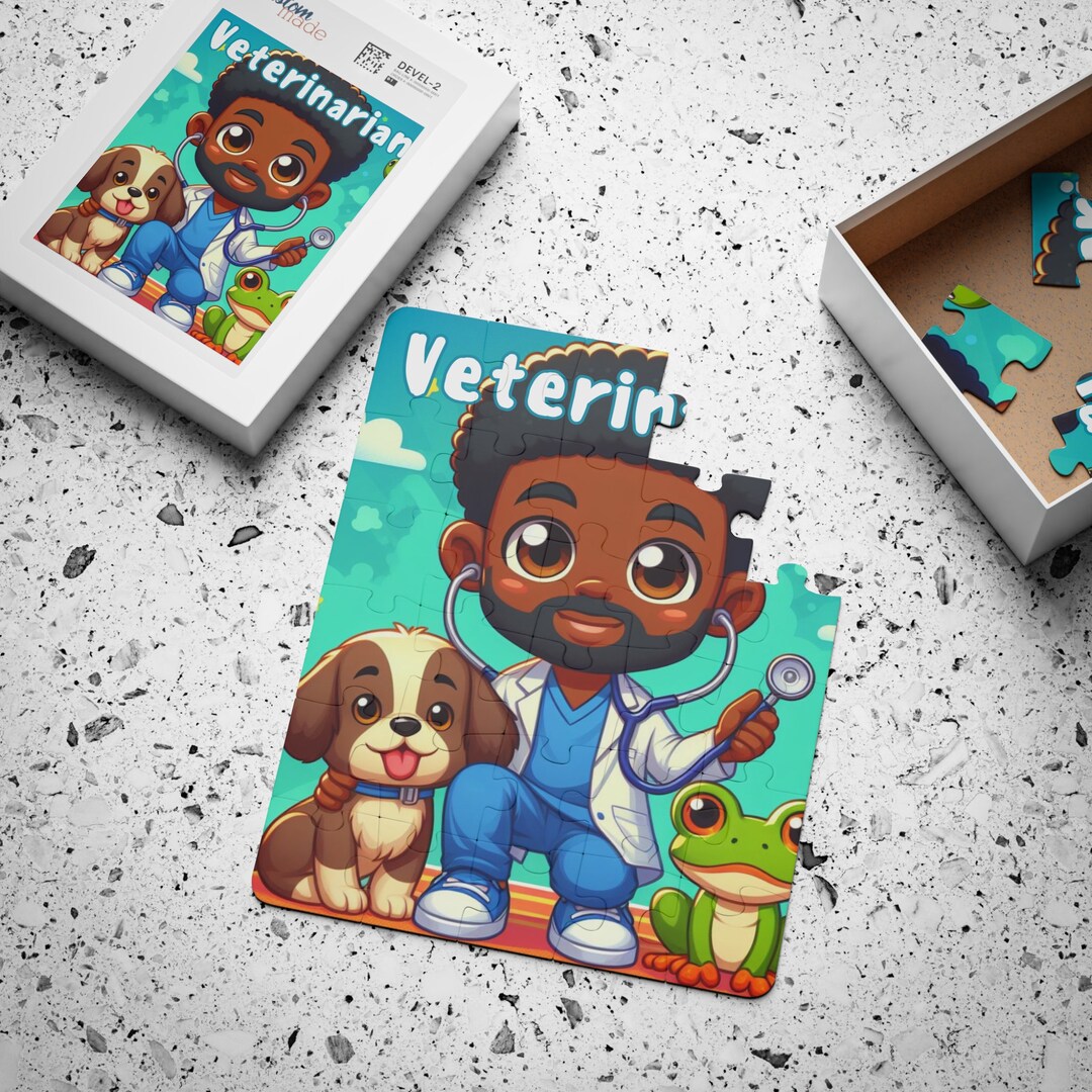African American Male Veterinarian Toddler Jigsaw Puzzle, Birthday Gift ...