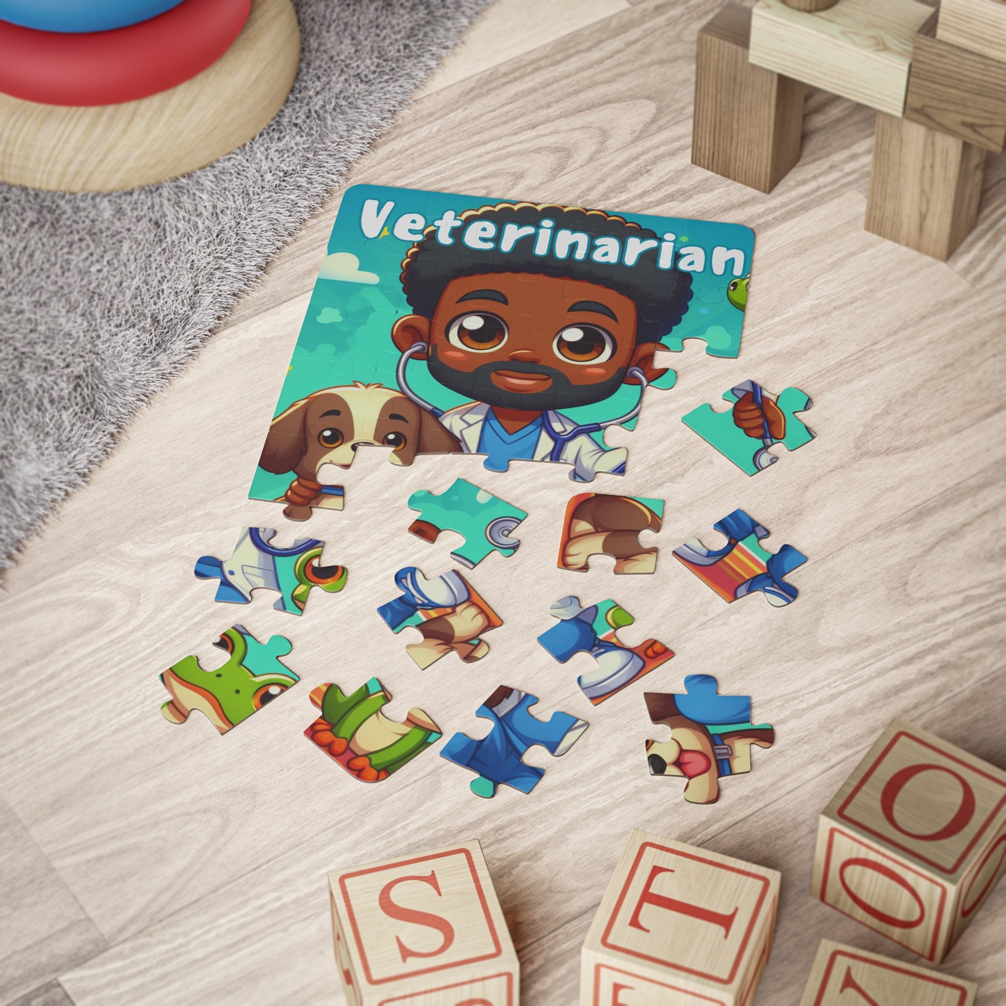African American Male Veterinarian Toddler Jigsaw Puzzle, Birthday Gift ...