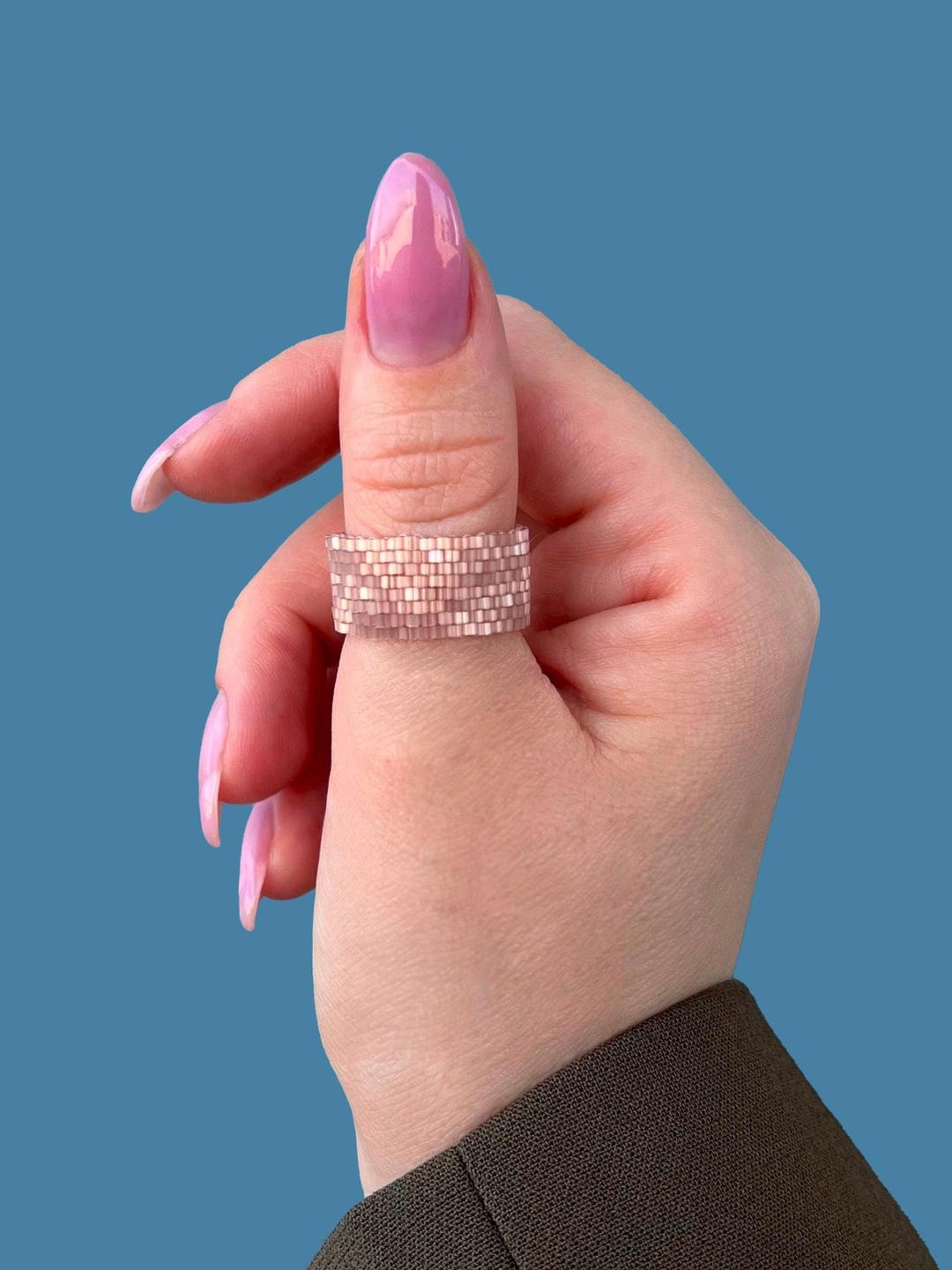 Blush Pink Satin Seed Bead Ring: Miyuki Beaded Jewelry - Etsy