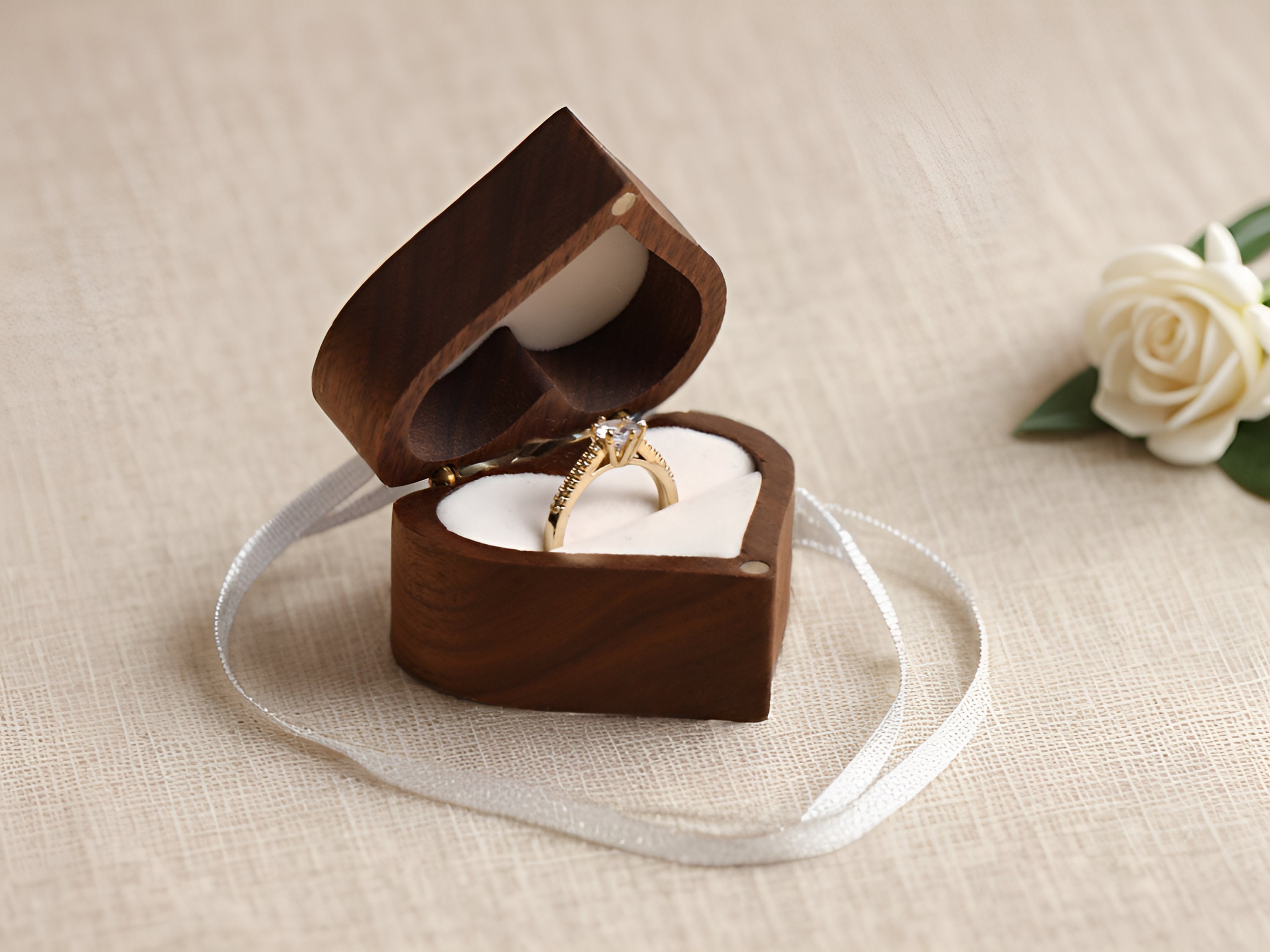 Wooden Heart Ring Box, Custom Wedding Ring Box, Love Ring Box, Wedding Ring Box, Proposal ...