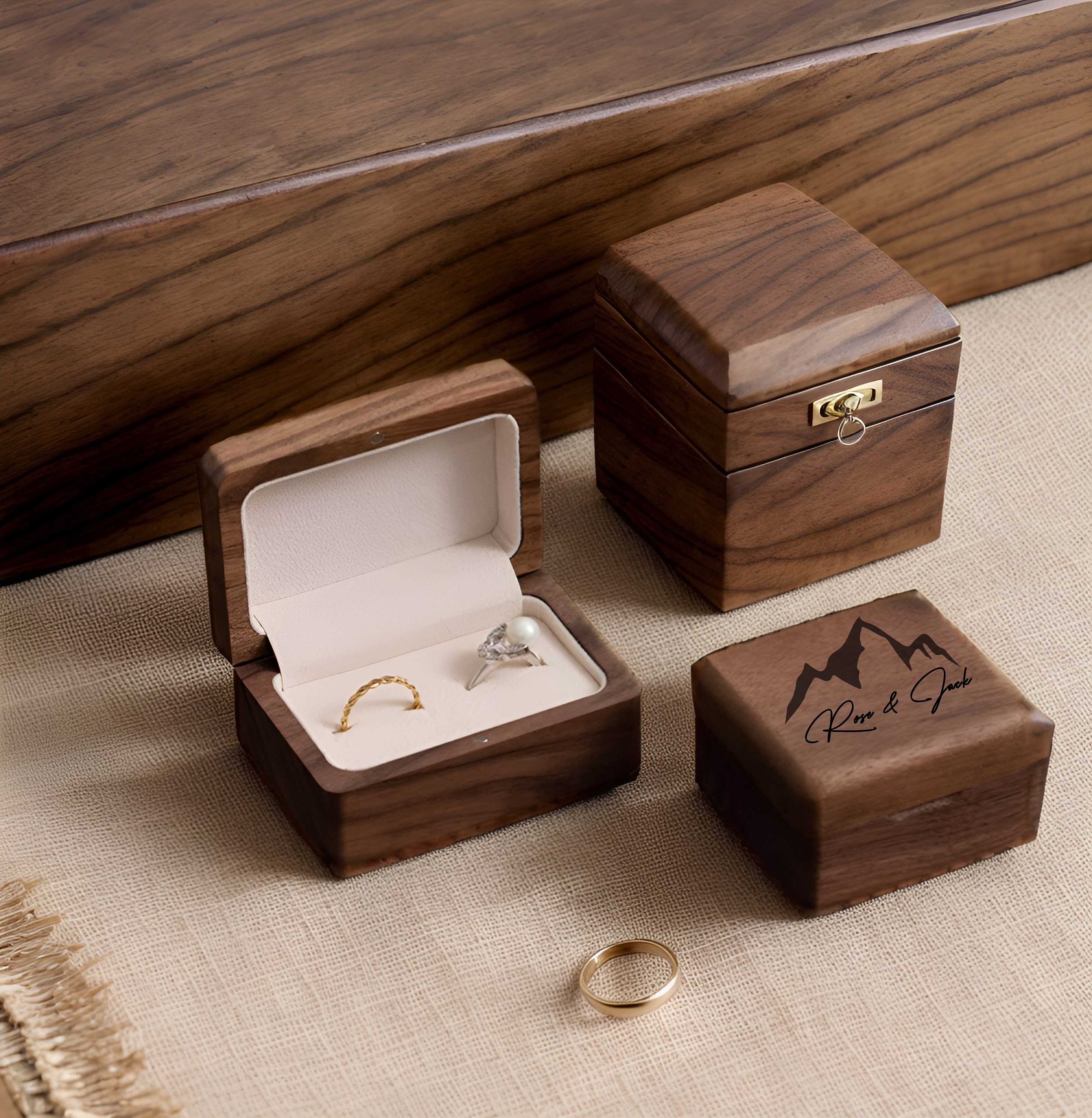 Exquisite Wedding Ring Box, Custom Ring Box, Couple Travel Ring Box ...