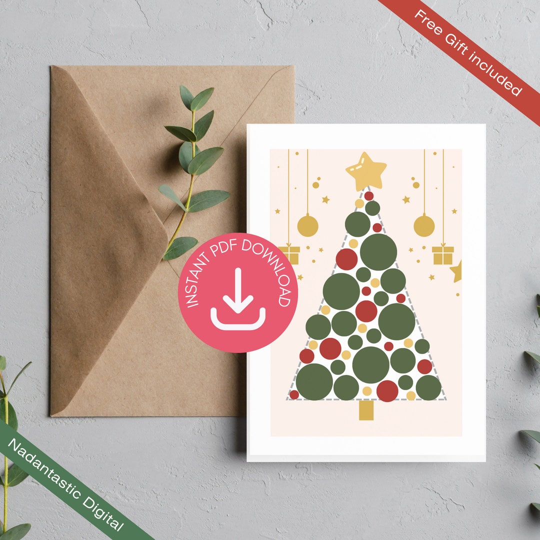 Christmas Tree Theme Card Gift Card Holiday Card Minimalist No - Etsy