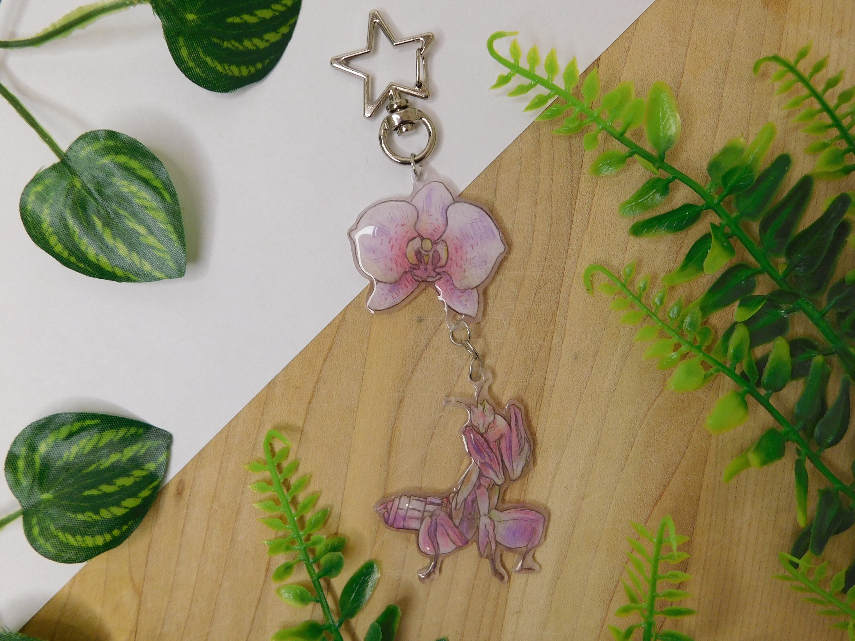 Orchid Mantis With Orchid Flower Keychain - Etsy