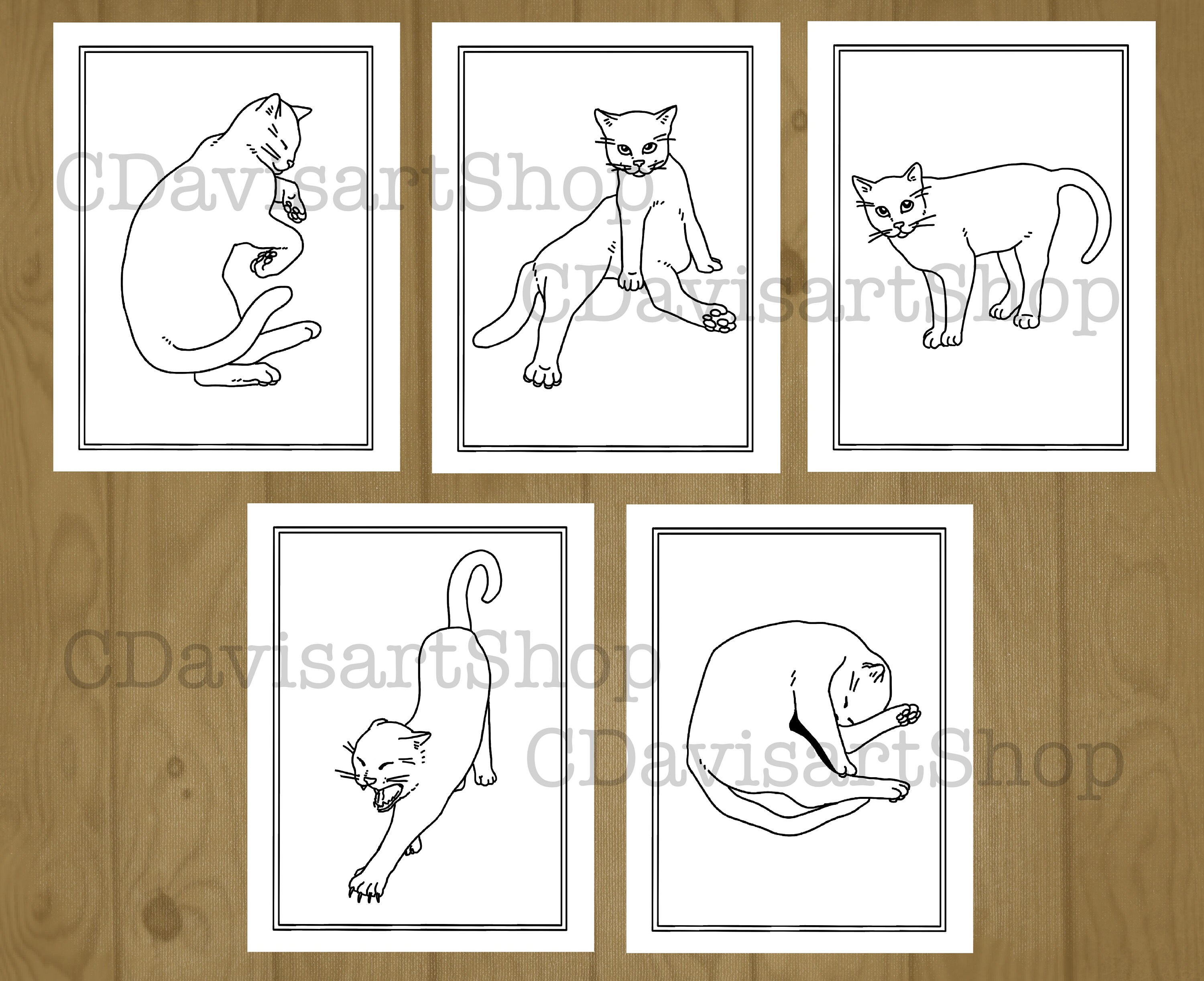 Cat Coloring Book Sheets 5 Printable Pages Coloring Pages for Kids and ...