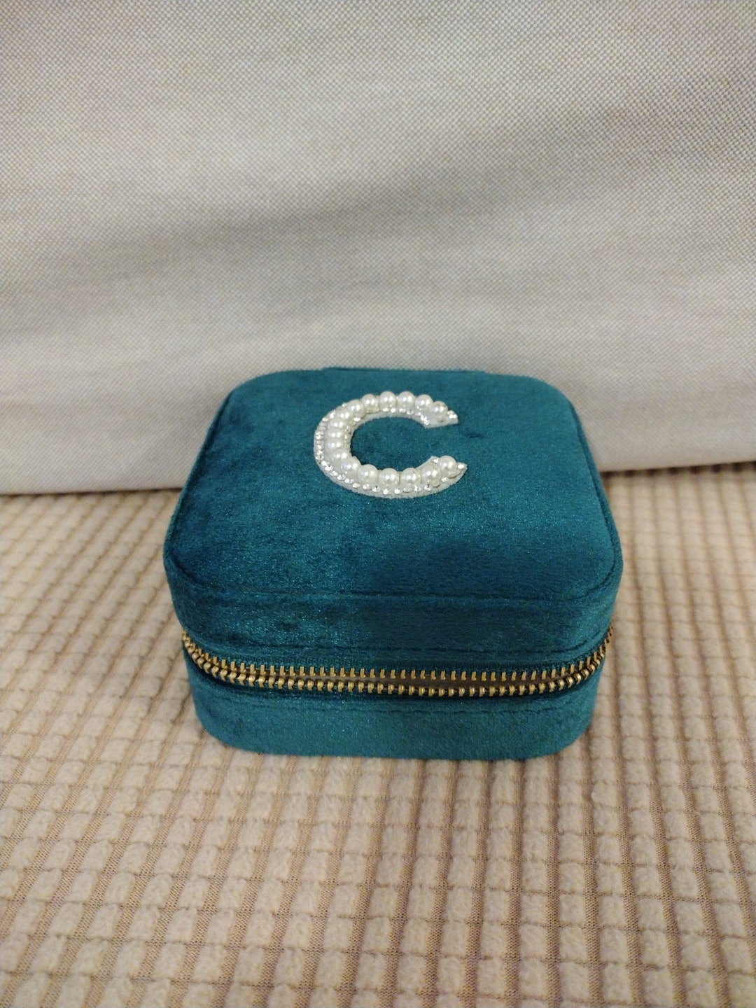 Personalized Jewelry Box, Silver Letter Initial Jewelry Box, Velvet ...