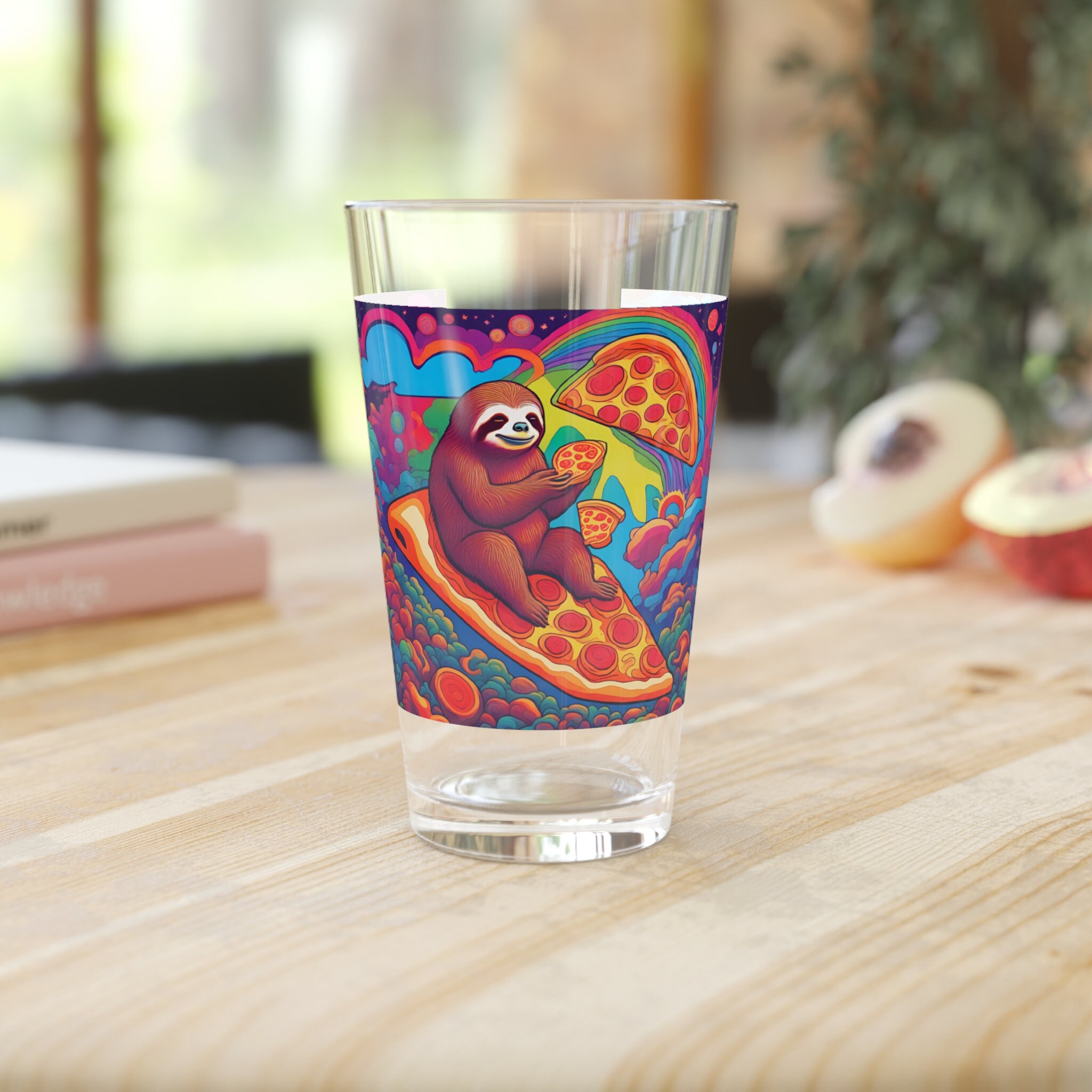 Sloths Love Pizza Psychedelic Surreal Trippy Pint - Etsy