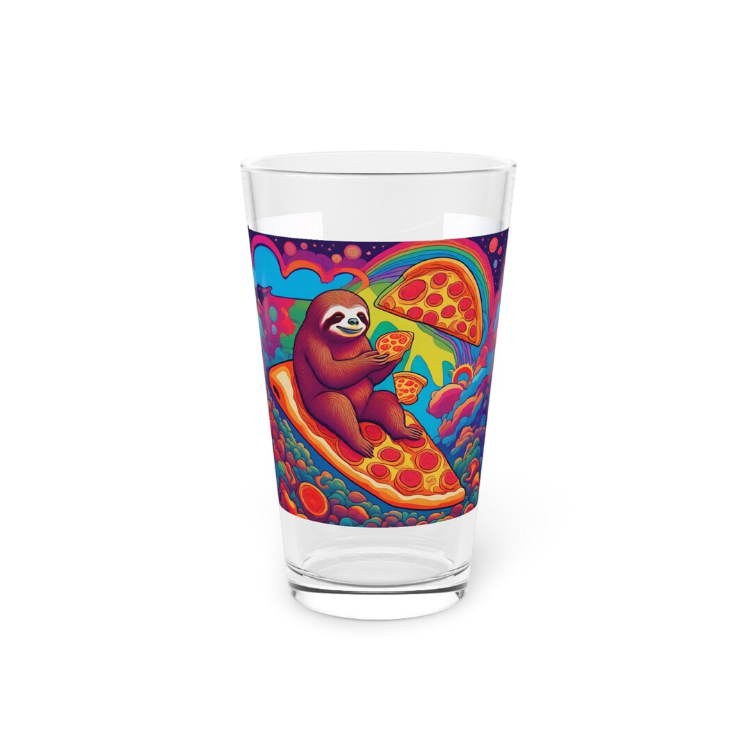 Sloths Love Pizza Psychedelic Surreal Trippy Pint - Etsy