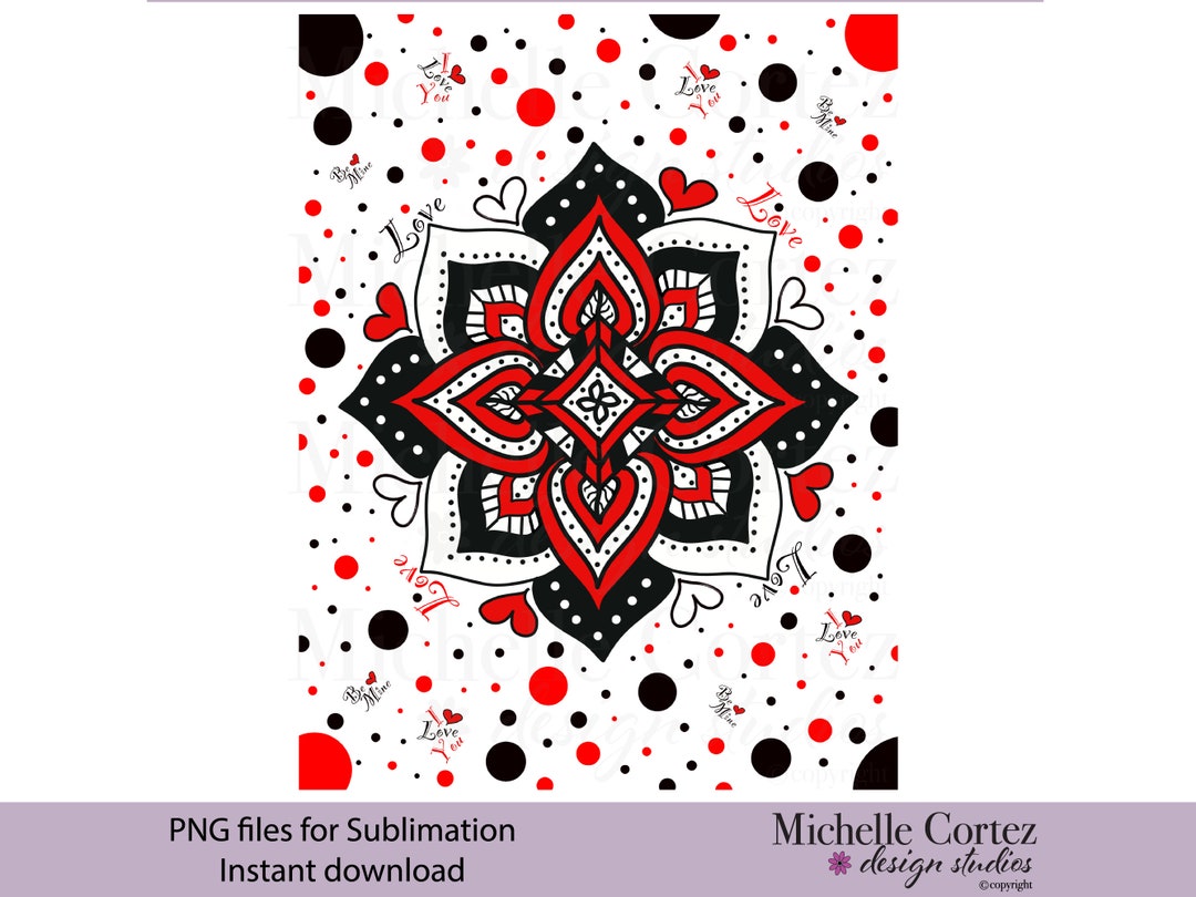 I Love You, Love Mandala PNG, Valentines Mandala PNG, Instant Download ...