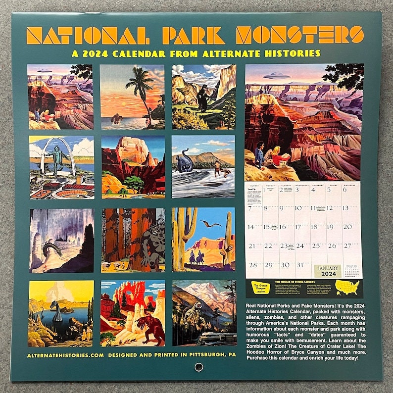 2024 Monsters in National Parks Calendar - Etsy