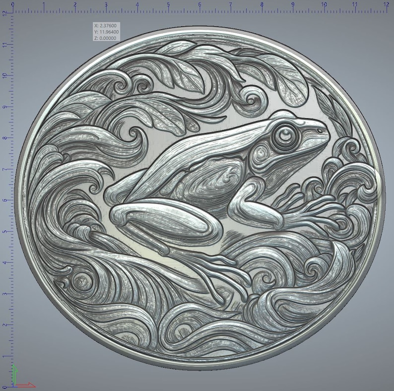 Frog With Wavy Background 3D Relief .STL for CNC - Etsy