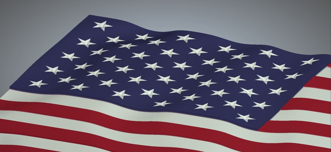 Wavy American Flag, 3D .STL, CNC Router, 3D Printer, Wood Flag, 4th of ...