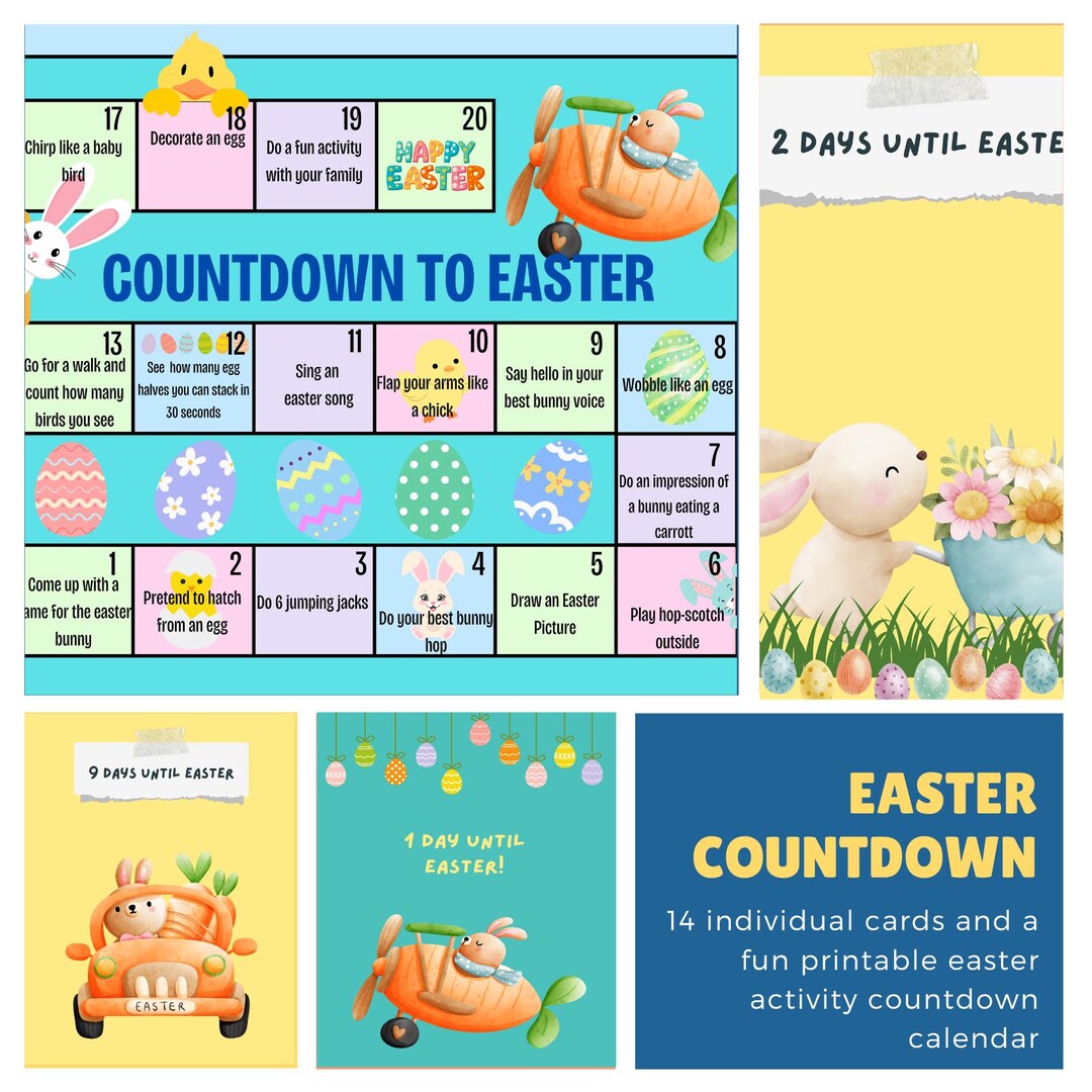 Easter Countdown Printable Calendar Game and Cards | Easter Advent for ...