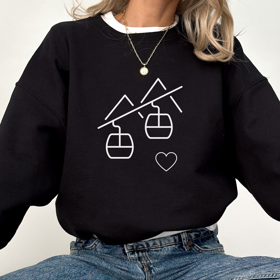 Ski Sweatshirt Oversized Skiing Sweater Ski Crewneck Simple Skiing ...