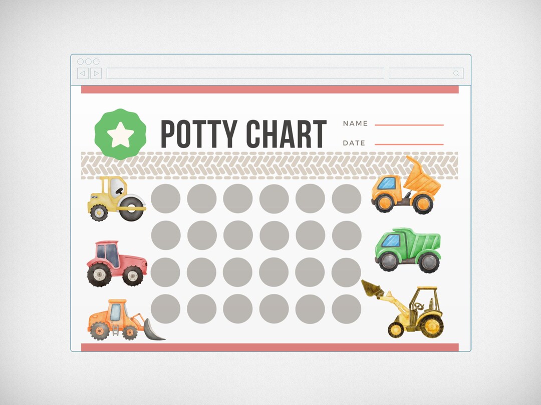 Printable Potty Training Tractor Chart, Toddler, Sticker, Digital ...