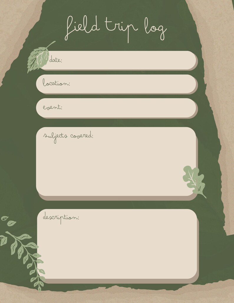 Printable Homeschool Field Trip Log + Young Learner Page | Simple ...