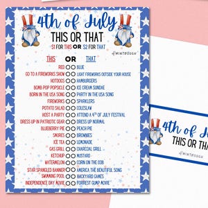This or That: 4th of July Edition Challenge - Digital Download PDF ...