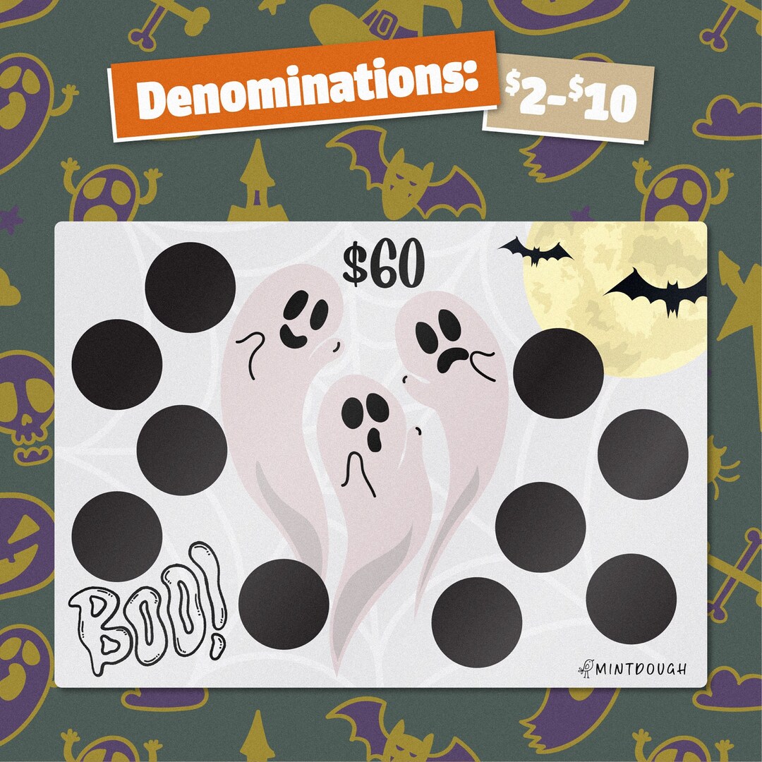 Halloween Time Ghosts Scratch-off Challenge - Savings Challenge, Fund ...