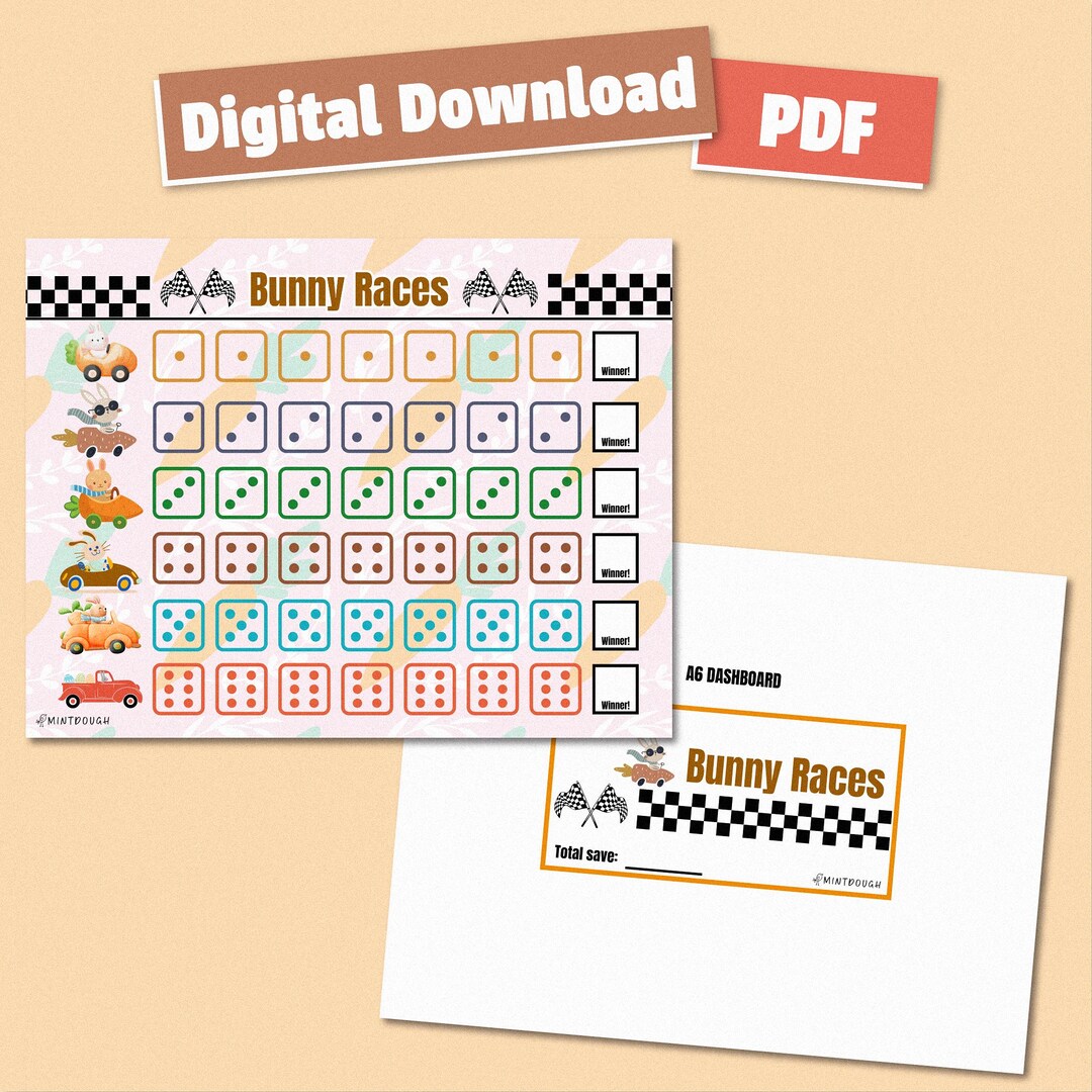 Bunny Races Game - Digital Download PDF Printable - Game Board Savings ...