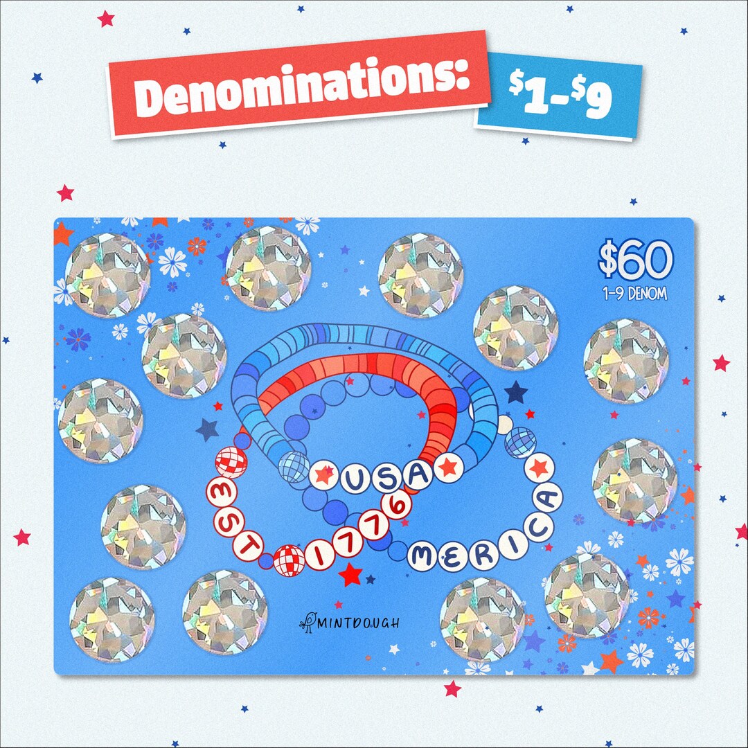 USA Bracelet 4th of July Scratch-off Challenge - Savings Tracker, Fund ...