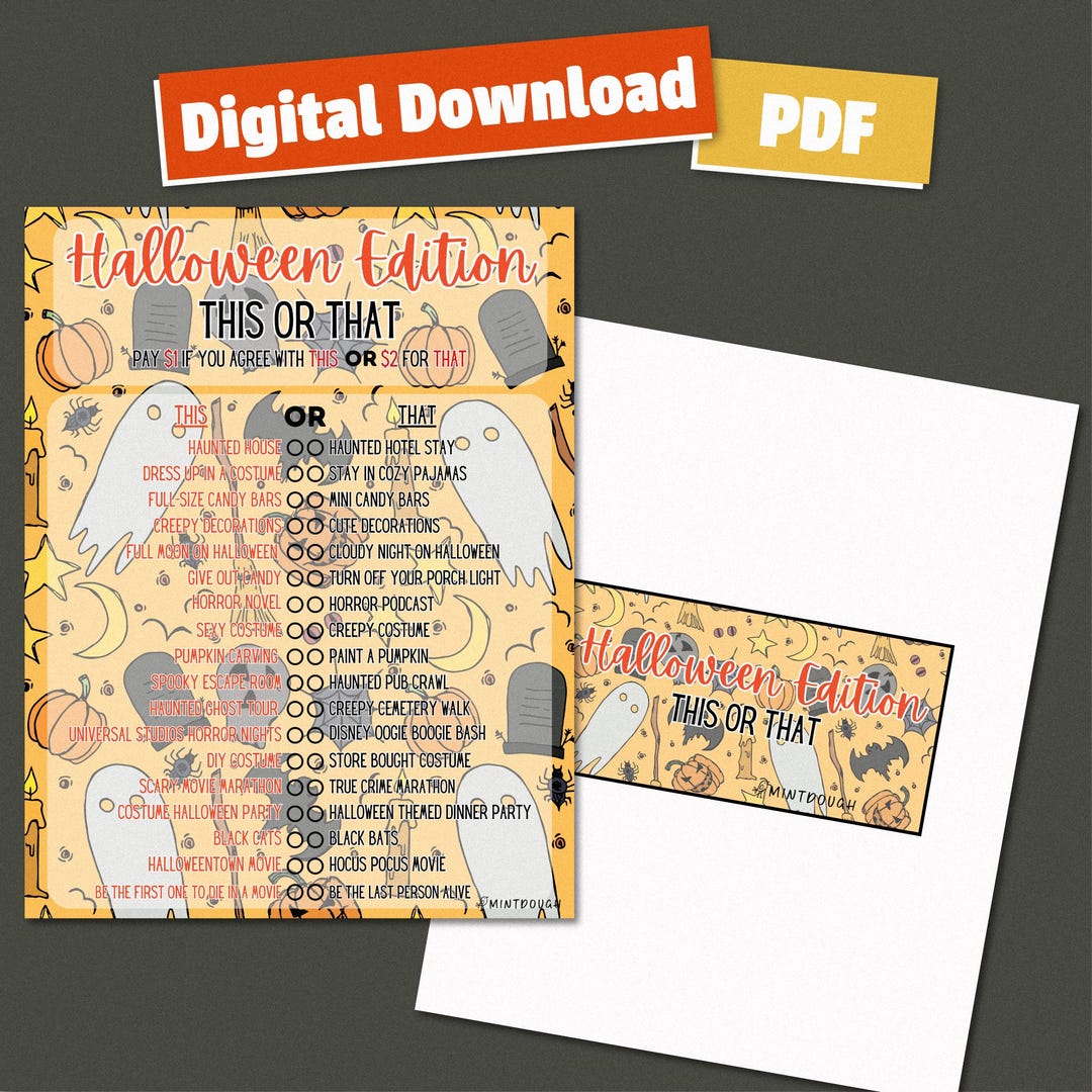 This or That: Halloween Edition Challenge - Digital Download PDF ...