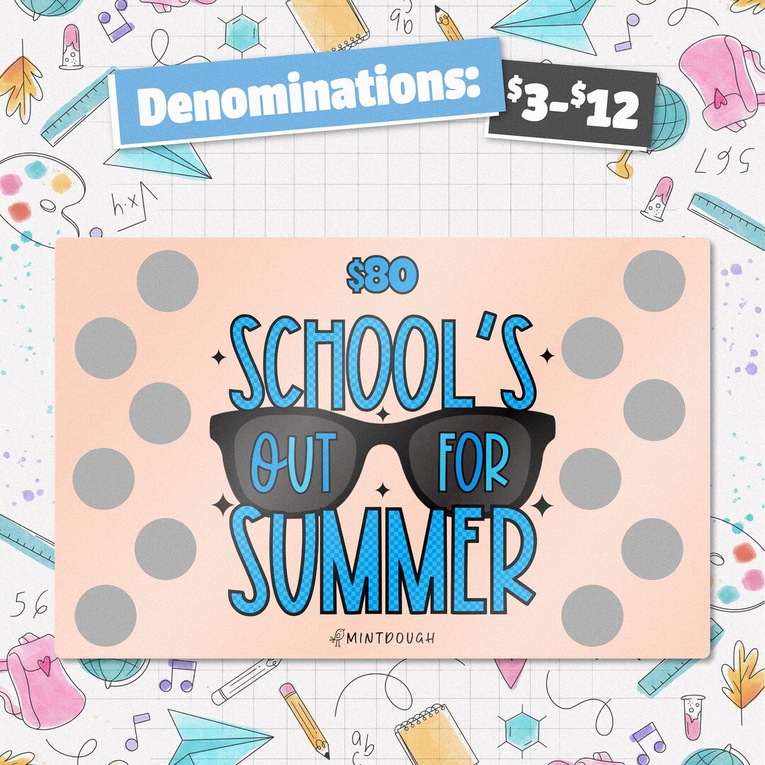 School's Out for Summer Scratch-off Challenge - Savings Tracker, Fund ...