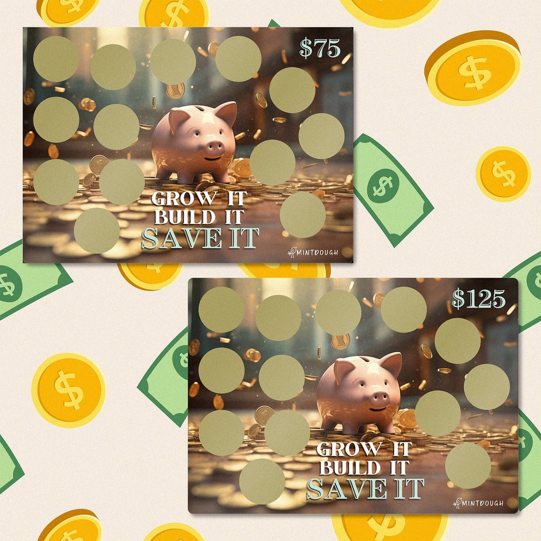 Piggy Bank Scratch-off Challenge - Savings Tracker, Fund Tracker ...