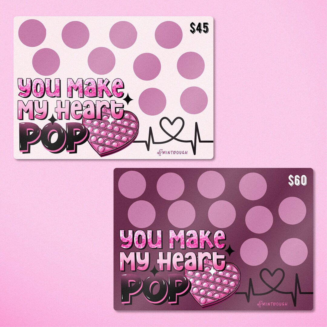 Heart Pop Scratch-off Challenge - Savings Tracker, Fund Tracker, Budget ...