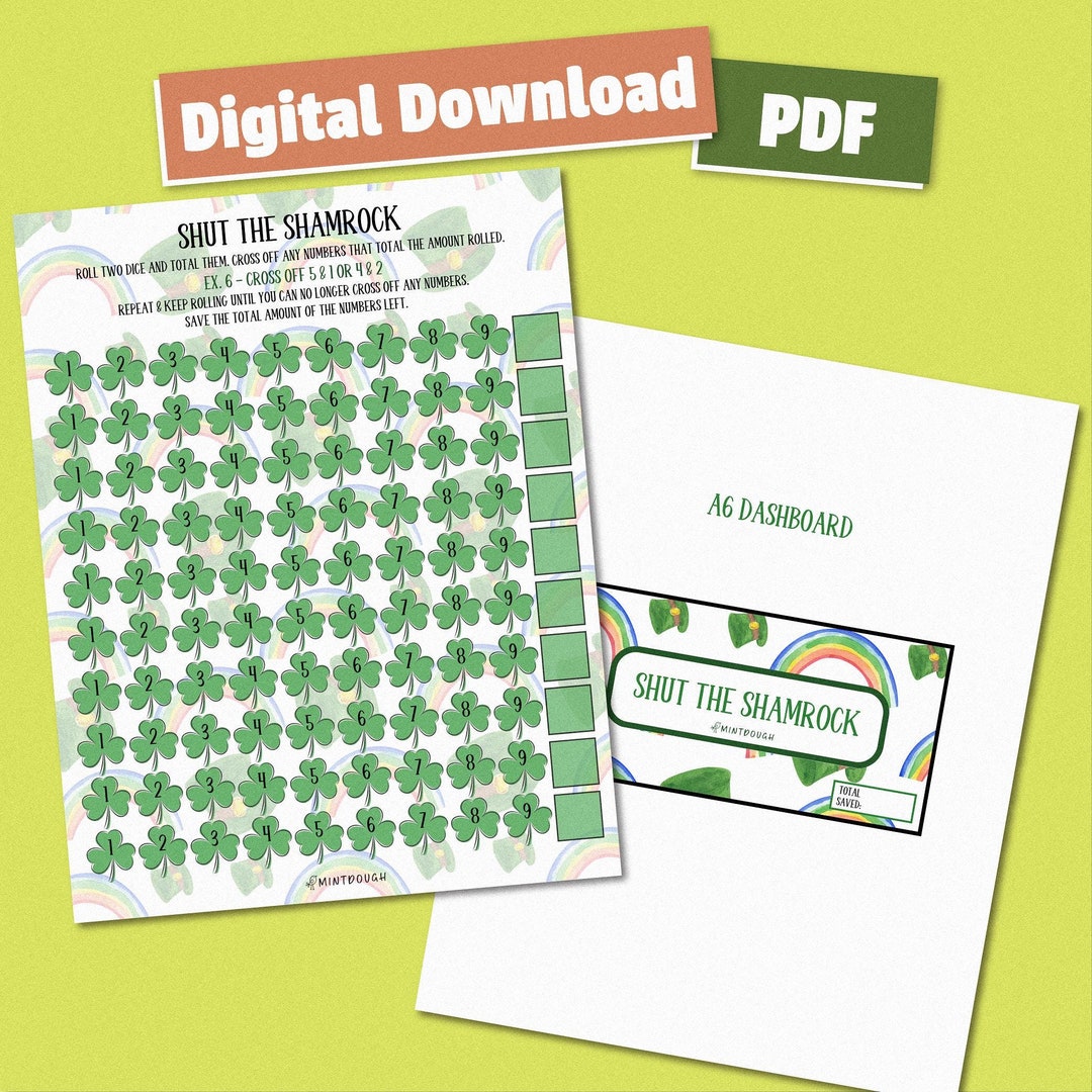 Shut the Shamrock Game - Digital Download PDF Printable - Game Board ...
