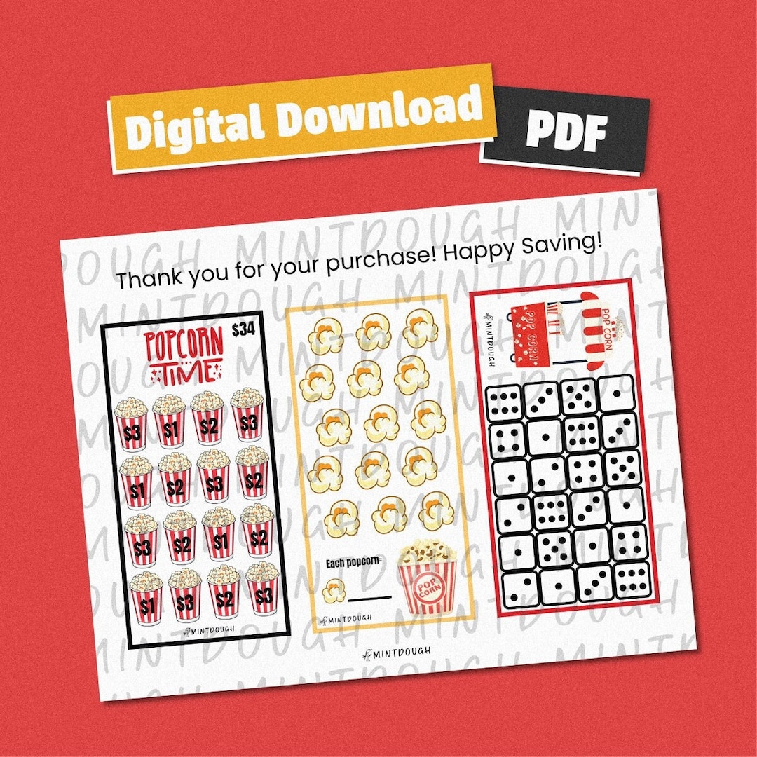It's Popcorn Time Mini Savings Challenge - Digital Download PDF ...