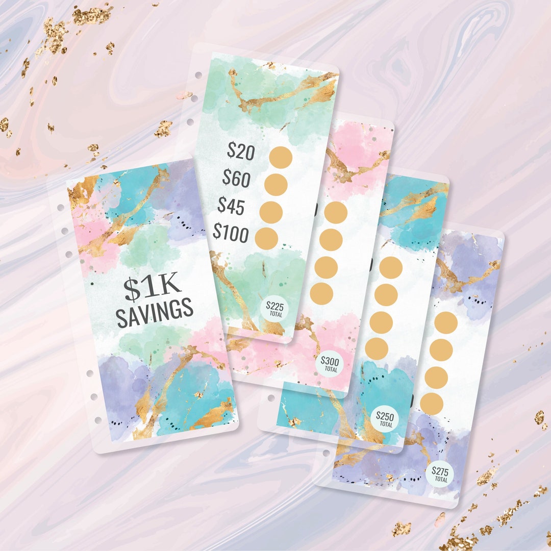 1K Marble Savings Challenge Savings Tracker, Fund Tracker, Budget ...