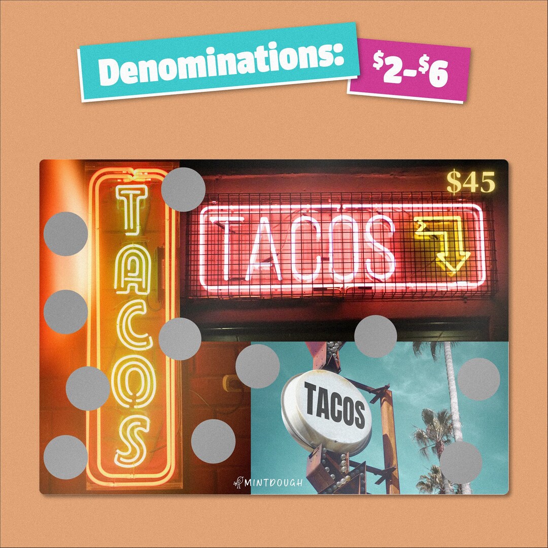 Taco Signs Scratch-off Challenge - Savings Tracker, Fund Tracker ...