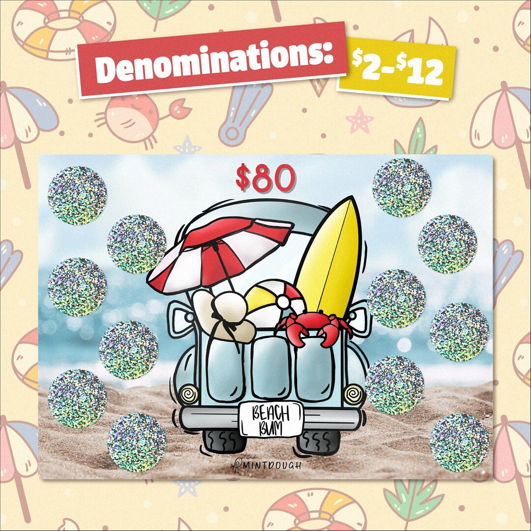 Beach Cruisin' Summer Scratch-off Challenge - Savings Tracker, Fund ...