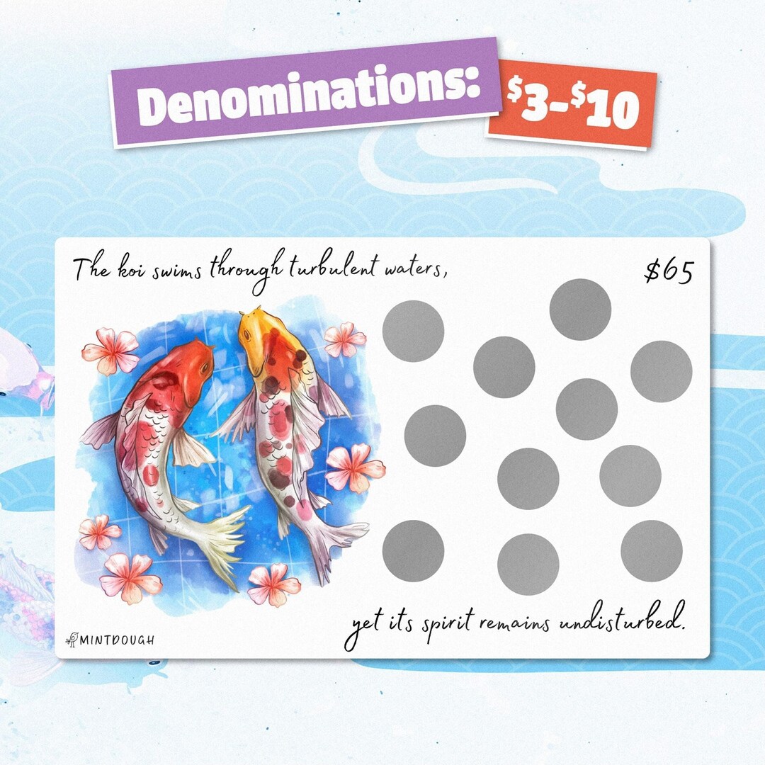 Swimming Koi Scratch-off Challenge - Savings Tracker, Fund Tracker ...