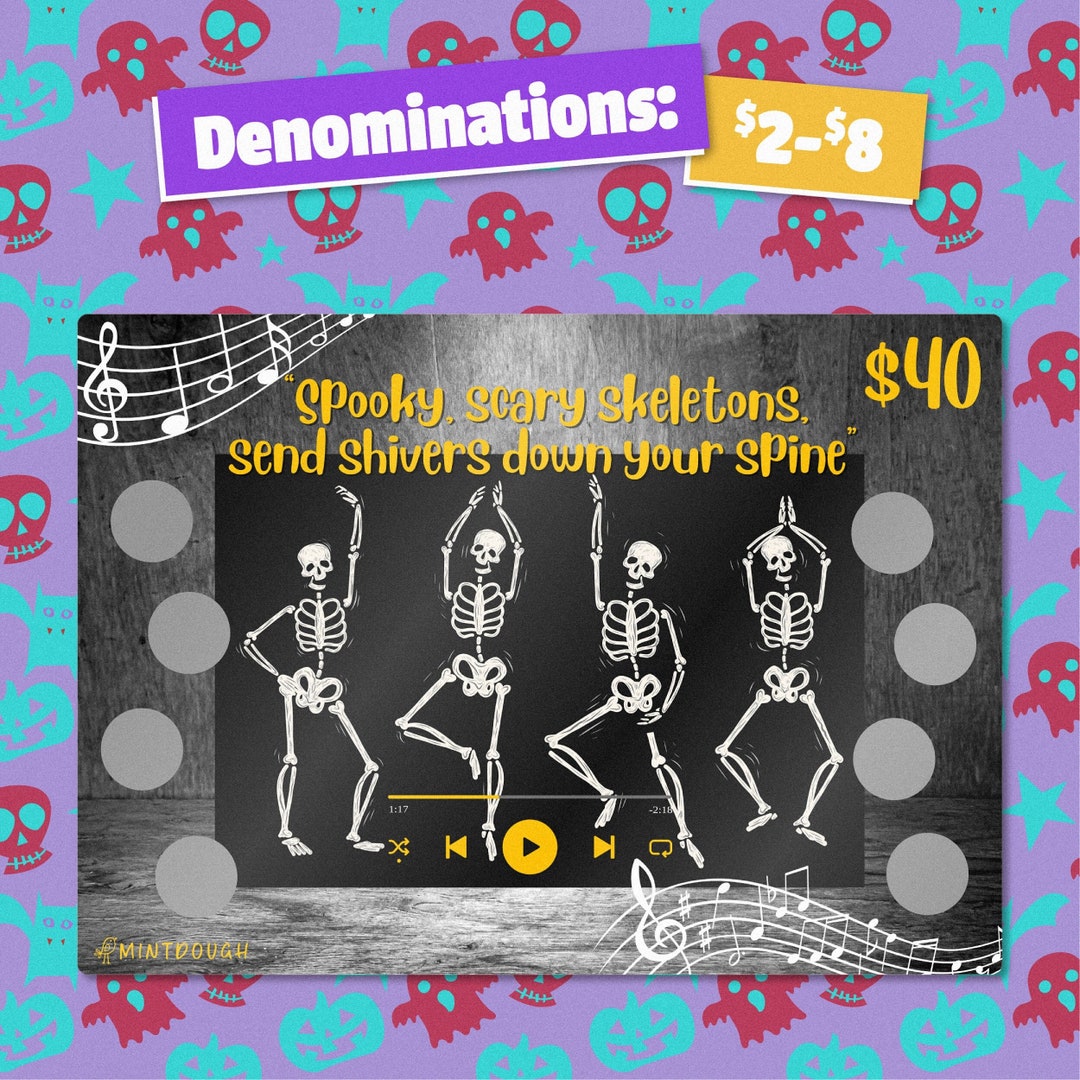 Halloween Spooky Scary Skeletons Scratch-off - Savings Challenge, Fund ...