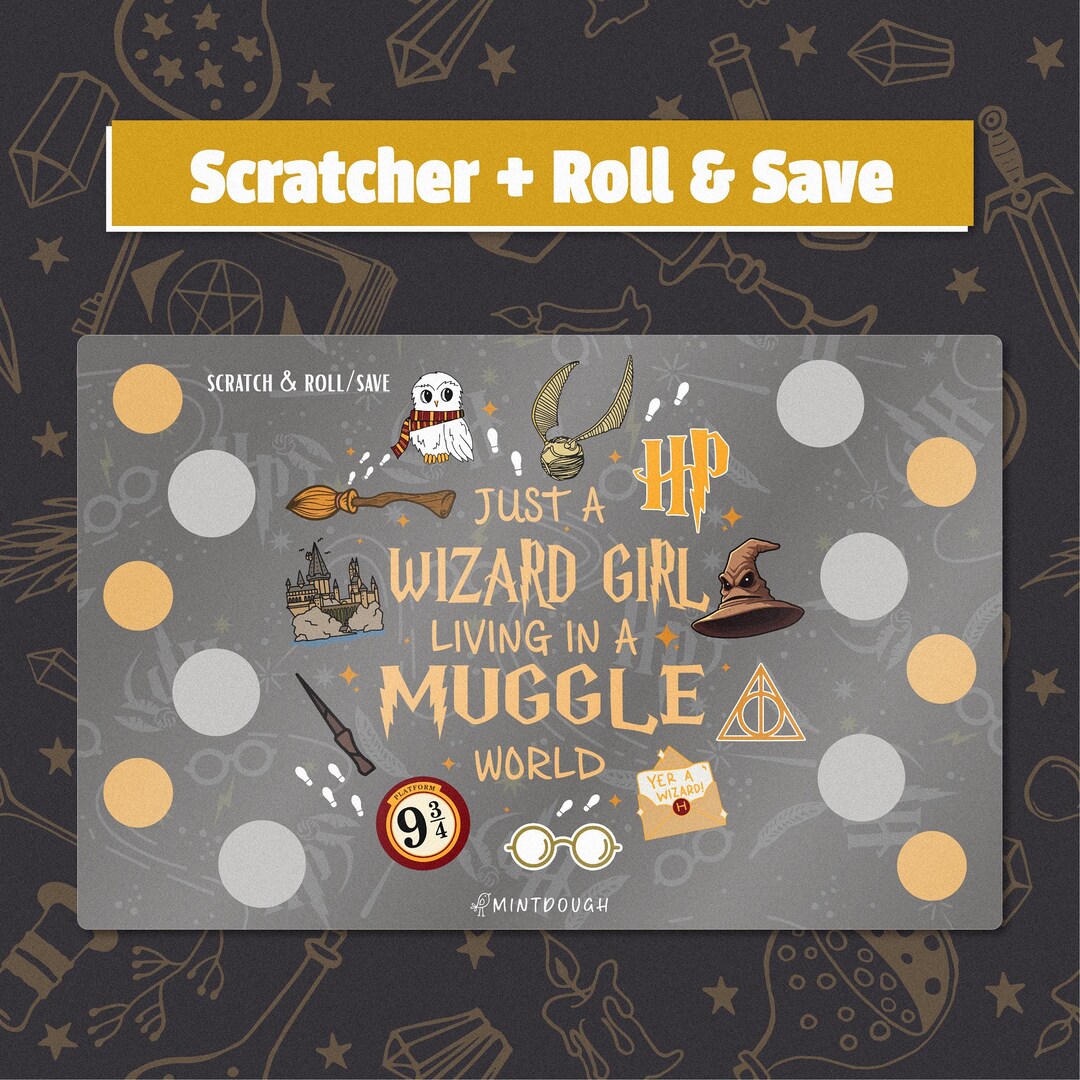 Wizard Girl Scratch + Roll the Die Challenge - Savings Tracker, Fund ...