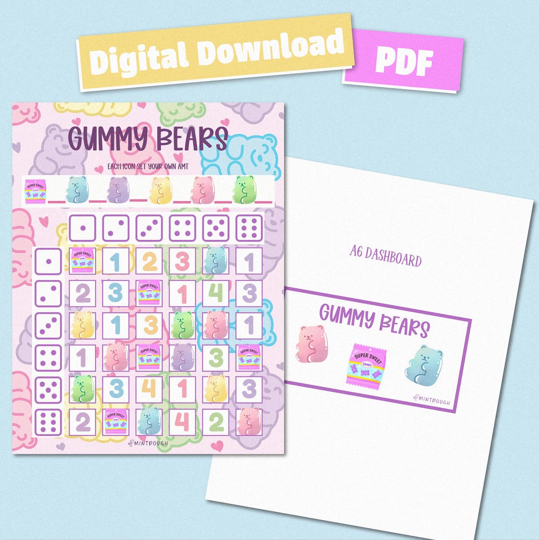 Gummy Bears Game - Digital Download PDF Printable - Game Board Savings ...
